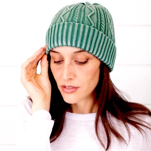 Free People | Accessories | Free People Stormi Washed Cable Knit Beanie ...